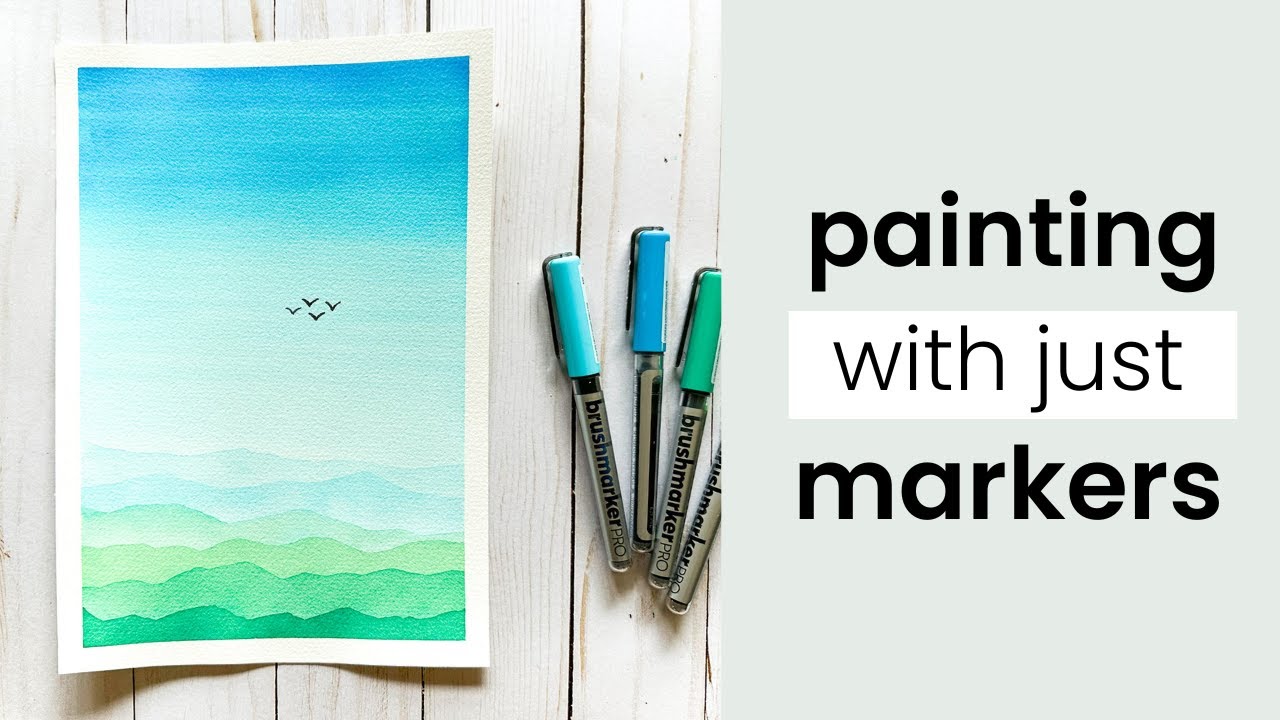 Easy Landscape Painting with Watercolor Markers - By Heidi Grace