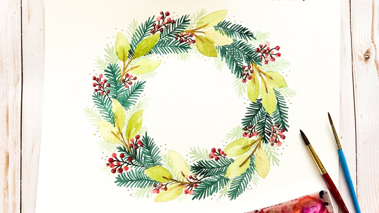 Step by Step Watercolor Christmas Wreath Tutorial (easy and fun!) - By ...