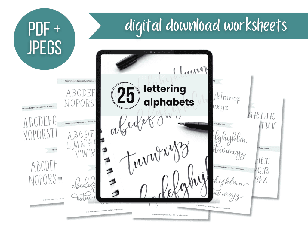 25 Lettering Alphabets - By Heidi Grace