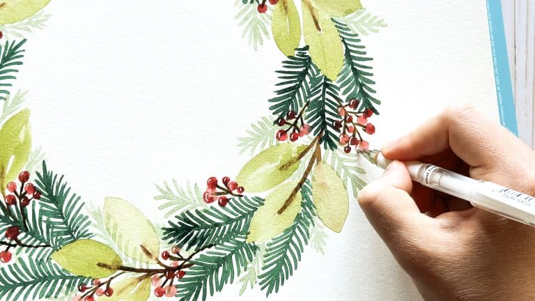 Step by Step Watercolor Christmas Wreath Tutorial (easy and fun!) - By ...