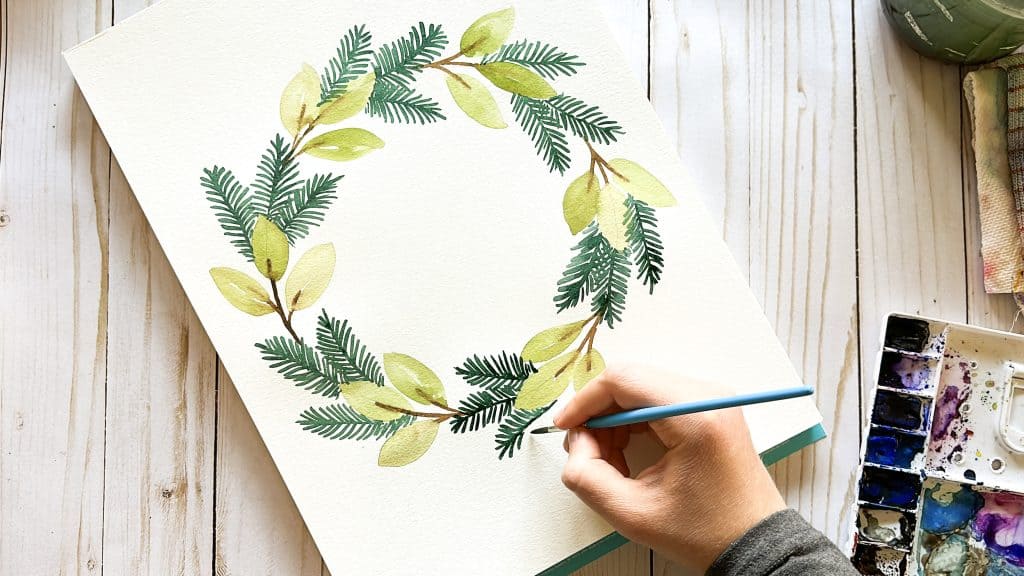 Step by Step Watercolor Christmas Wreath Tutorial (easy and fun!) - By ...